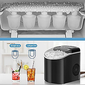 Ice Maker Machine Countertop, Portable Ice Maker with 26lbs/24Hrs, 9 Cubes Ready in 7 Minutes, Self Cleaning, Transparent Window, LifePlus Ice Cube Maker for Home Kitchen Office Bar