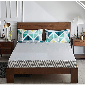 Quilt Set Bed in a bag 7 Piece Queen Size Colorful Cubes Orange Yellow Green Bedspread Coverlet with (1 Reversible Quilt 88x88, 2 Pillow Shams, 1 Flat Sheet, 1 Fitted Sheet, 2 Pillowcases)