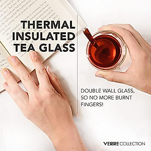 Verre Collection Turkish Tea Cups Double Wall Glass, 4.25 oz, Set of 2 - Insulated Heat Resistant & Lightweight Glass Tea Set (2-Pack)