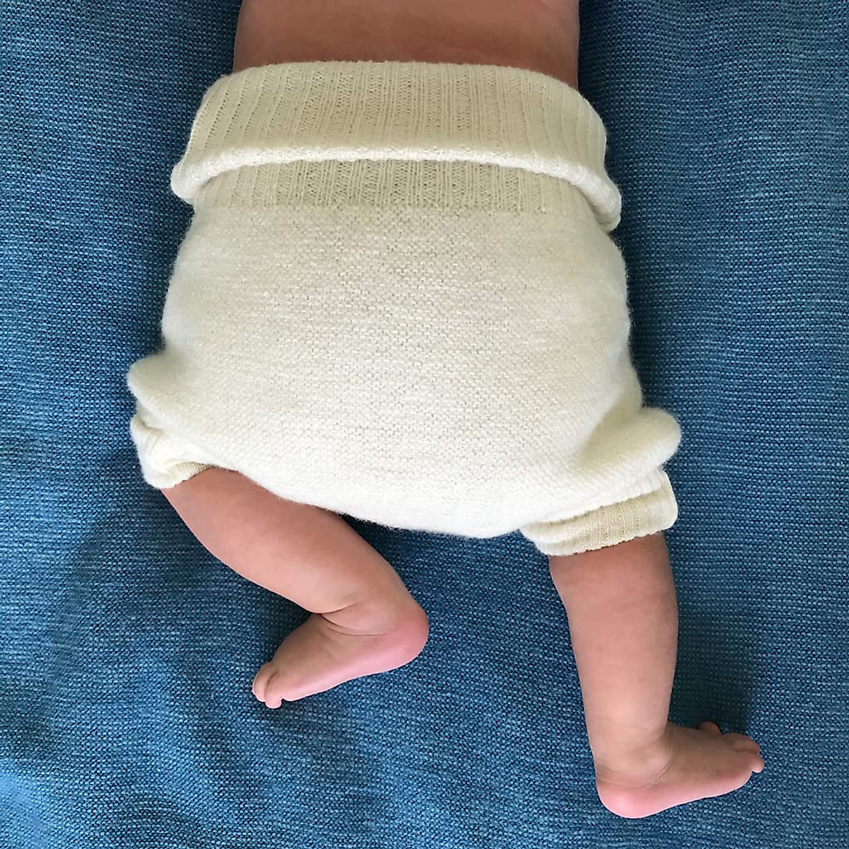 Organic Merino Wool Diaper Cover - Overnight Knit Diaper Cover for Fitted Cloth Diapers and Flats (EU 98-104 | 2-3 Years, Natural)