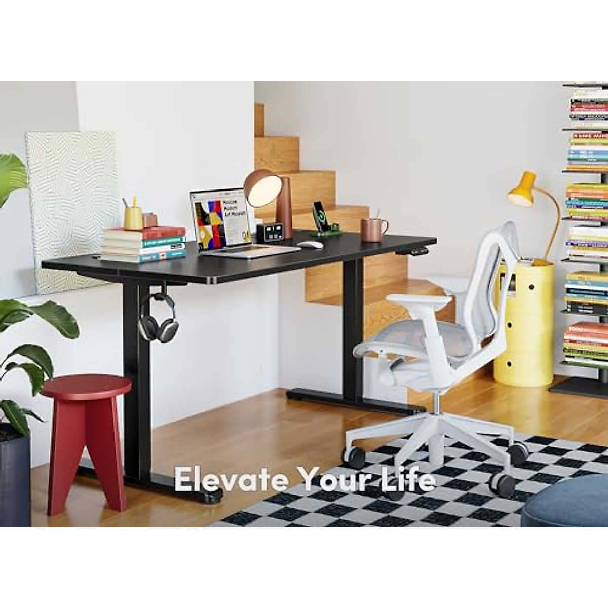 FEZIBO Electric Standing Desk, 55 x 24 Inches Height Adjustable Stand up Desk, Sit Stand Home Office Desk, Computer Desk, Espresso
