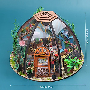 GuDoQi DIY Miniature Dollhouse Kit, Tiny 1:24 Scale House with Furniture, Great Handmade Craft Gift for Birthdays and Father's Day, Green Flower Shop