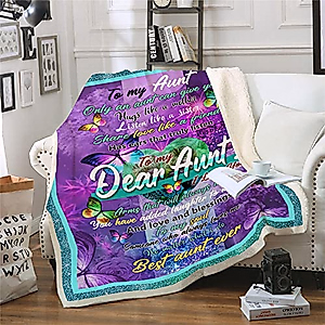 Aunt Gifts Blanket,Best Aunt Ever Gifts,Gifts for Aunt from Niece-Nephew, Birthday Christmas Valentines Day Gifts for Aunt Plush Soft Throw Blanket
