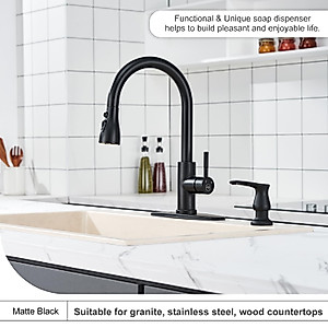 GAGALIFE Kitchen Sink Soap Dispenser Matte Black, Under Sink Soap Dispenser with 40" Silicone Extension Tube Kit,Say Goodbye to Frequent Refills