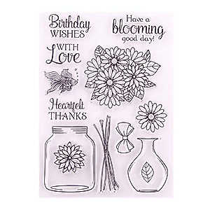 Stamps and Dies for Card Making, DIY Scrapbooking Arts Crafts Stamping, Metal Cutting Dies Stamps Arts Supplies, Clear Silicone Stamps for Gifts Vase