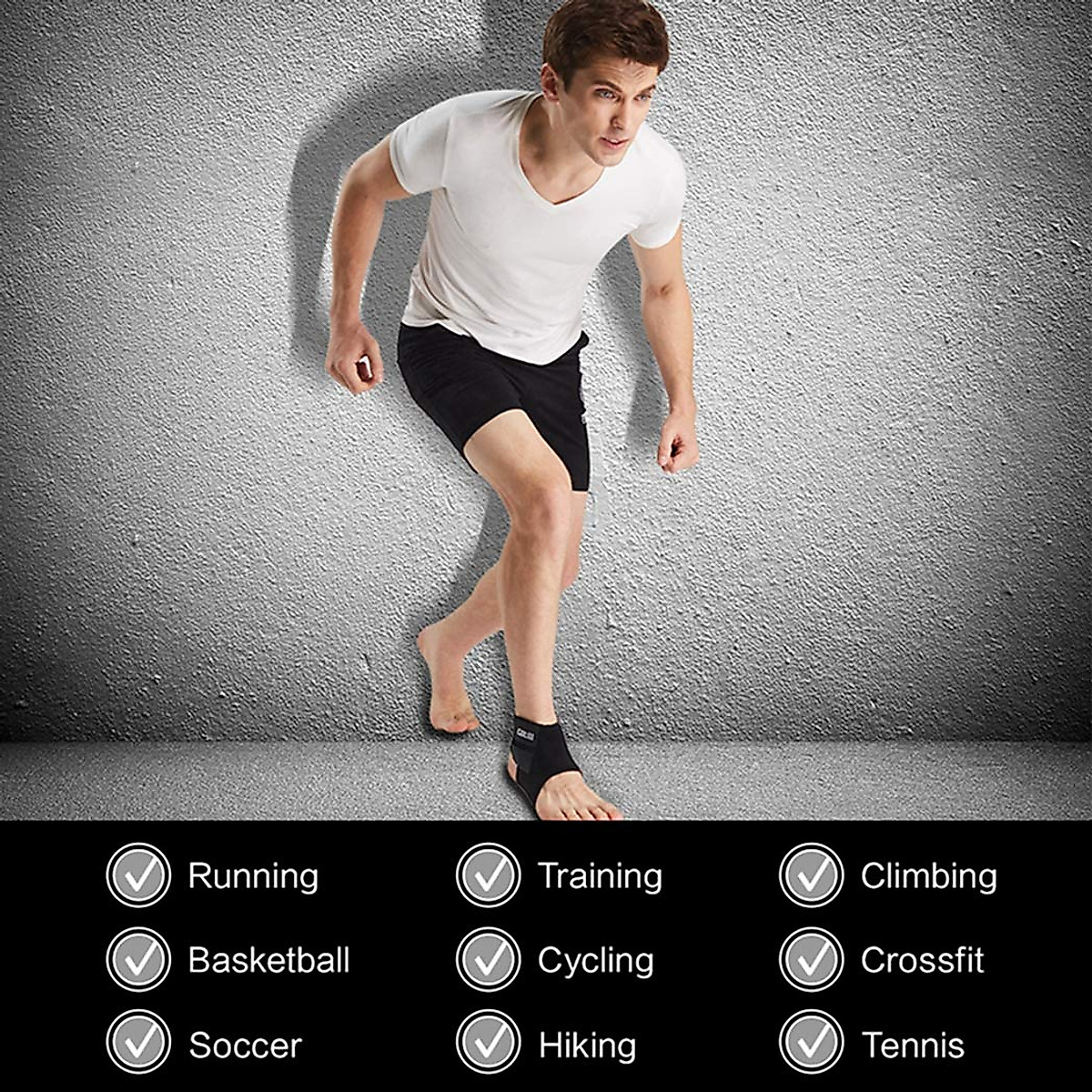 Ankle Support for Men and Women - Neoprene Breathable Adjustable Ankle Brace Sprain for Running, Basketball by Cotill (Small)