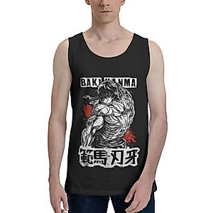 Anime Baki The Grappler Baki Hanma Tank Top Men's Summer Sleeveless Tee Casual Running Workout Sport Vest Black