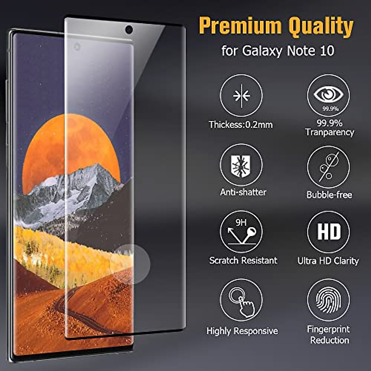 LETANG [2 +2 Pack] Galaxy Note 10 Screen Protector + Camera Lens Protector [9H Hardness][Fingerprint Unlock] [HD Clear] 3D Full Coverage Tempered Glass Film for Samsung Galaxy Note 10 6.3 Inch