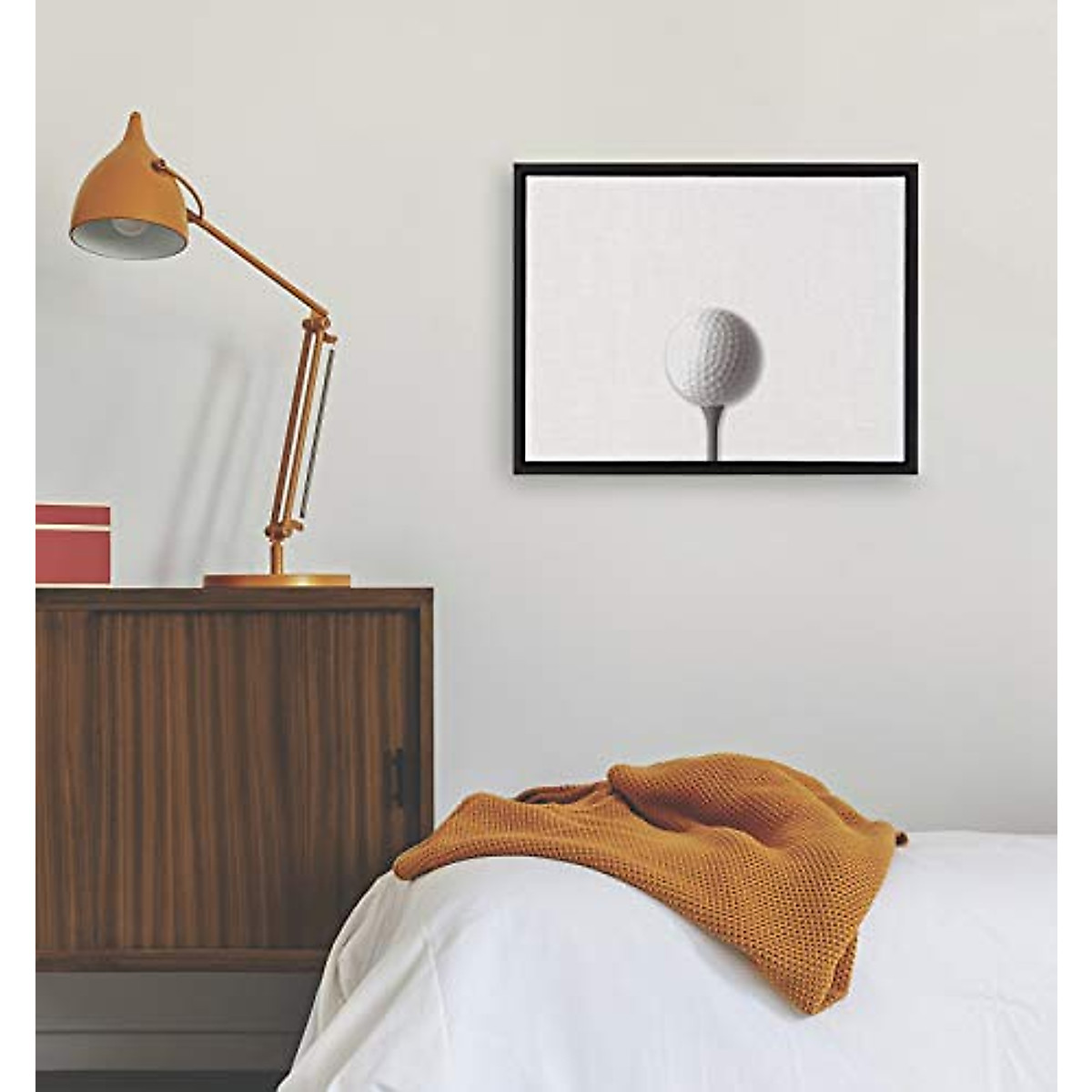 DesignOvation Sylvie Horizontal Golf Ball Portrait Framed Canvas Wall Art, 18x24 Black, Sporty Wall Decor For Home