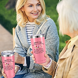 Patelai Funny Godmother Gift, Thank You for Being My Godmother Mother's Day Gift for Godmother Mother, 20 oz Insulated Vacuum Mug Tumbler with Lid Straw Brush (Pink)