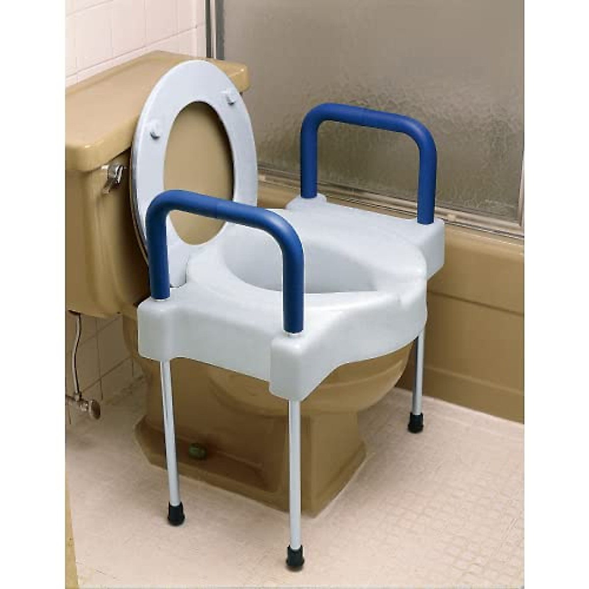 SP Ableware 9155 Tall-Ette Elevated Toilet Seat with Extra Wide Seating Surface and Leg, White