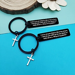 Godparent Gifts from Godchild Will You Be My Godmother/Godfather Keychain Set Godparents Announcement Gift Christening Gift First Communion Gift for Godmother Godfather Baptism Gift Godparents Jewelry