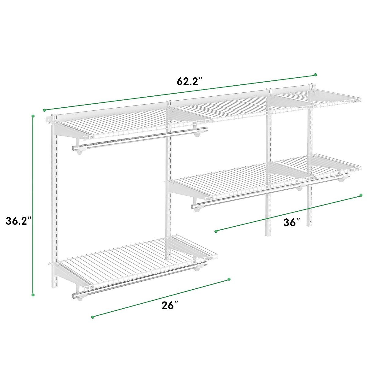 Tangkula 3 to 5 FT Custom Closet Organizer System Kit, Wall-Mounted Storage Organizer with Wire Shelving and Hanging Rods, Adjustable Closet Organizer Kit, Configurations Custom Closet for Bedroom