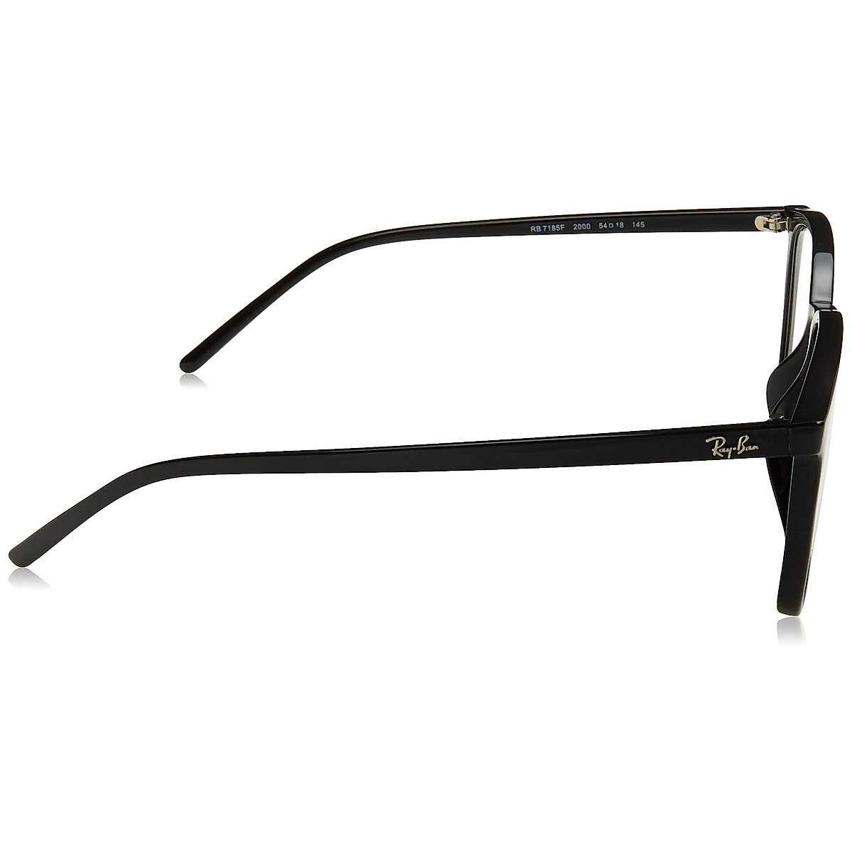 Ray-Ban RX7185F Low Bridge Fit Square Prescription Eyeglass Frames, Black/Demo Lens, 54 mm