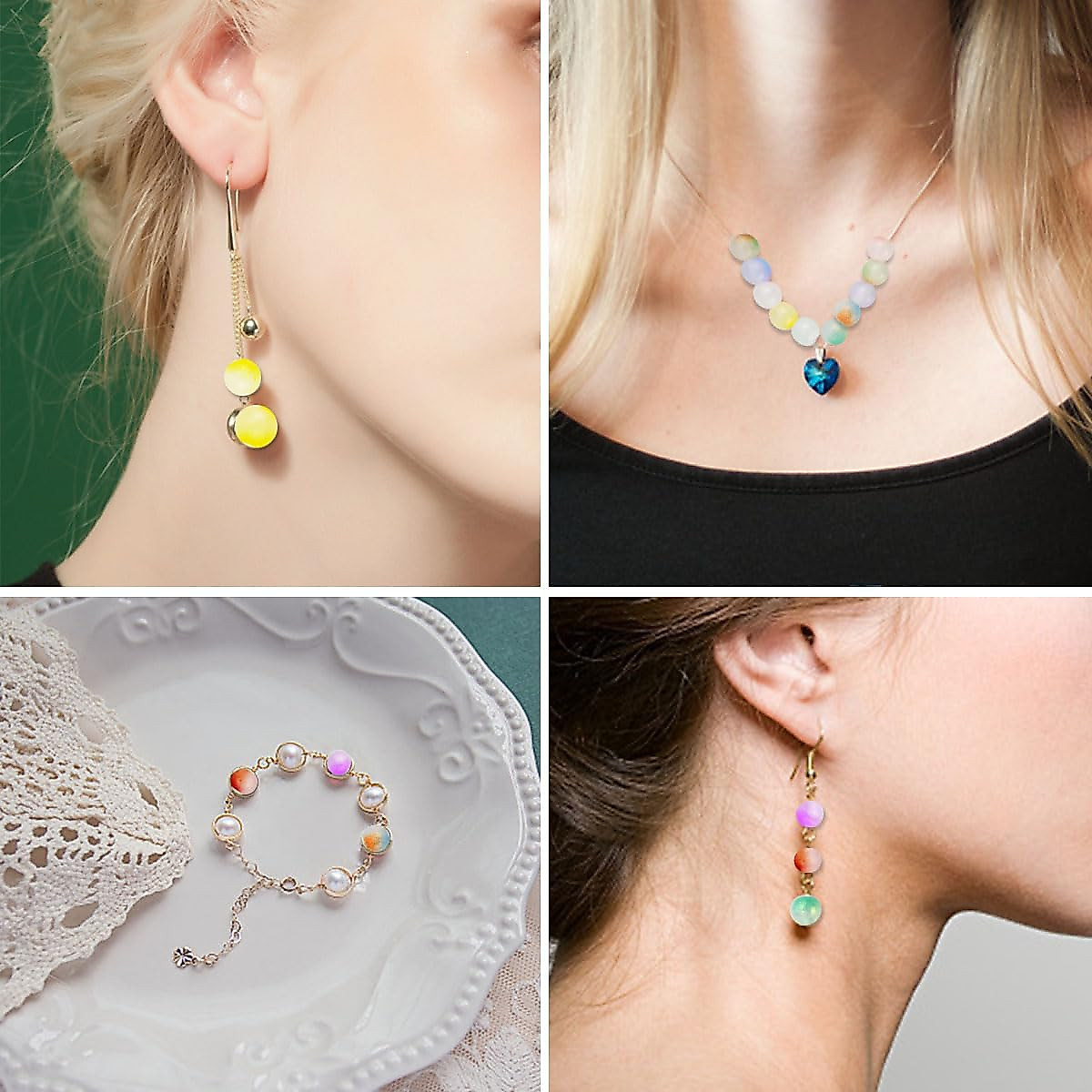 480 Piecess Glass Beads 8Mm for Jewelry Making Round Beads Crystal Beads for Bracelet Necklace Earrings Jewelry Making DIY Crafts Loose Pearls Kit Healing Chakra Beads 24 Colors DIY Gemstone Beads