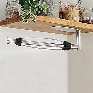 Paper Towel Holder Under Cabinet Brushed Nickel Wall Mount Paper Towel Holders Under Counter Hanging Paper Towel Rack Self-Adhesive Or Drilled with Damping Stainless Steel for Kitchen Bathroom Rv