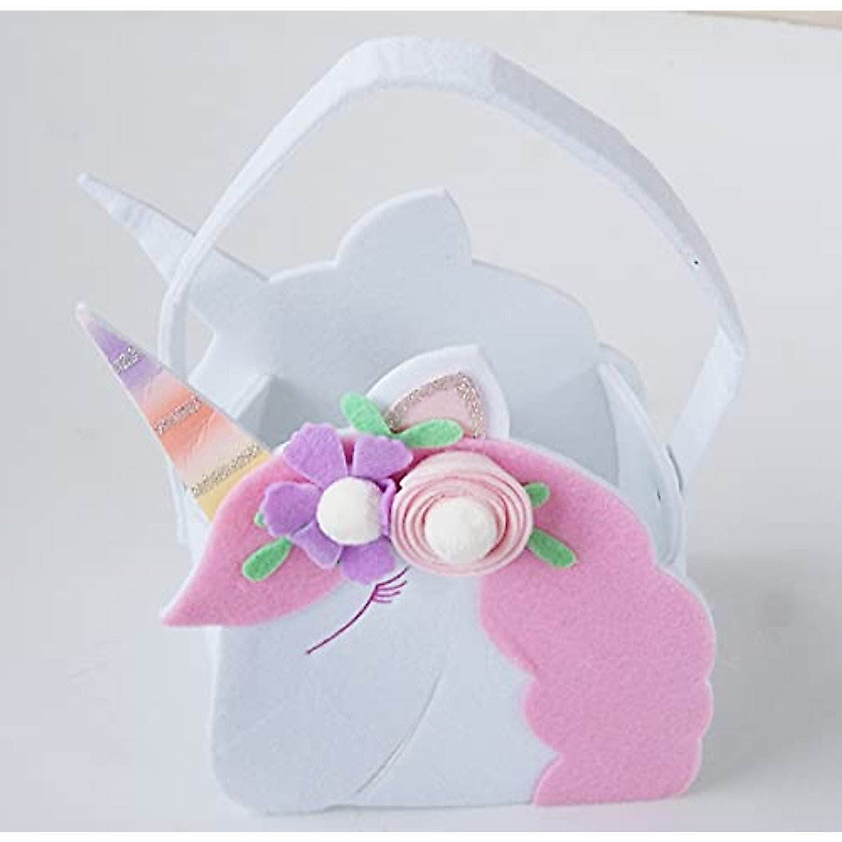Spritz Felt Unicorn Basket - White - (8in (H) x 8in (W) x 4.85in(D))