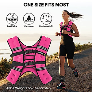 APEXUP Weighted Vest with 5lbs/10lbs/15lbs/20lbs/25lbs/30lbs Weights and Reflective Stripe, Weight Vest Men Women for Workout, Strength Training, Running (Pink, 30lbs)