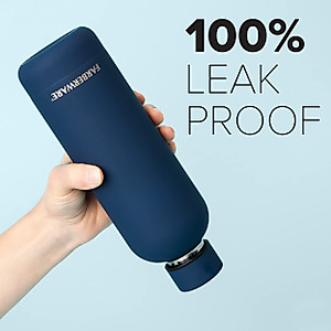 Farberware Stainless Steel Water Bottle, 48 Hrs Cold, 12 Hrs Hot, Double Wall Insulated, Leakproof Sweat Free Design (16oz, Blue)
