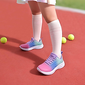 DREAM PAIRS Girls Boys Shoes Kids Tennis Sparkle Glitter Lace up Athletic Running Sneakers,Size 2 Little Kid,Pink/Blue/Light Green,SDRS2330K