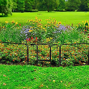 Yaheetech Decorative Garden Fence - 24in x 43ft Rustproof Folding Fencing Landscape Patio Flower Bed Animal Barrier Border for Dog Outdoor Fences Black