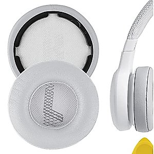 Geekria QuickFit Protein Leather Replacement Ear Pads for JBL Live 400BT Headphones Earpads, Headset Ear Cushion Repair Parts (Grey)