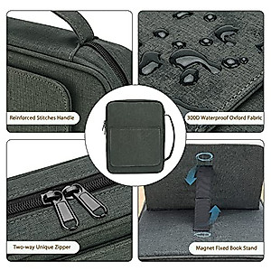 Bible Covers for Men & Women, Bible Case Carrying Church Bag with Book Stand, Bible Bag with Handle, Zipper and Multi-Pockets for Scripture Study Bible Protector, Deep Gray (Patent Pending)