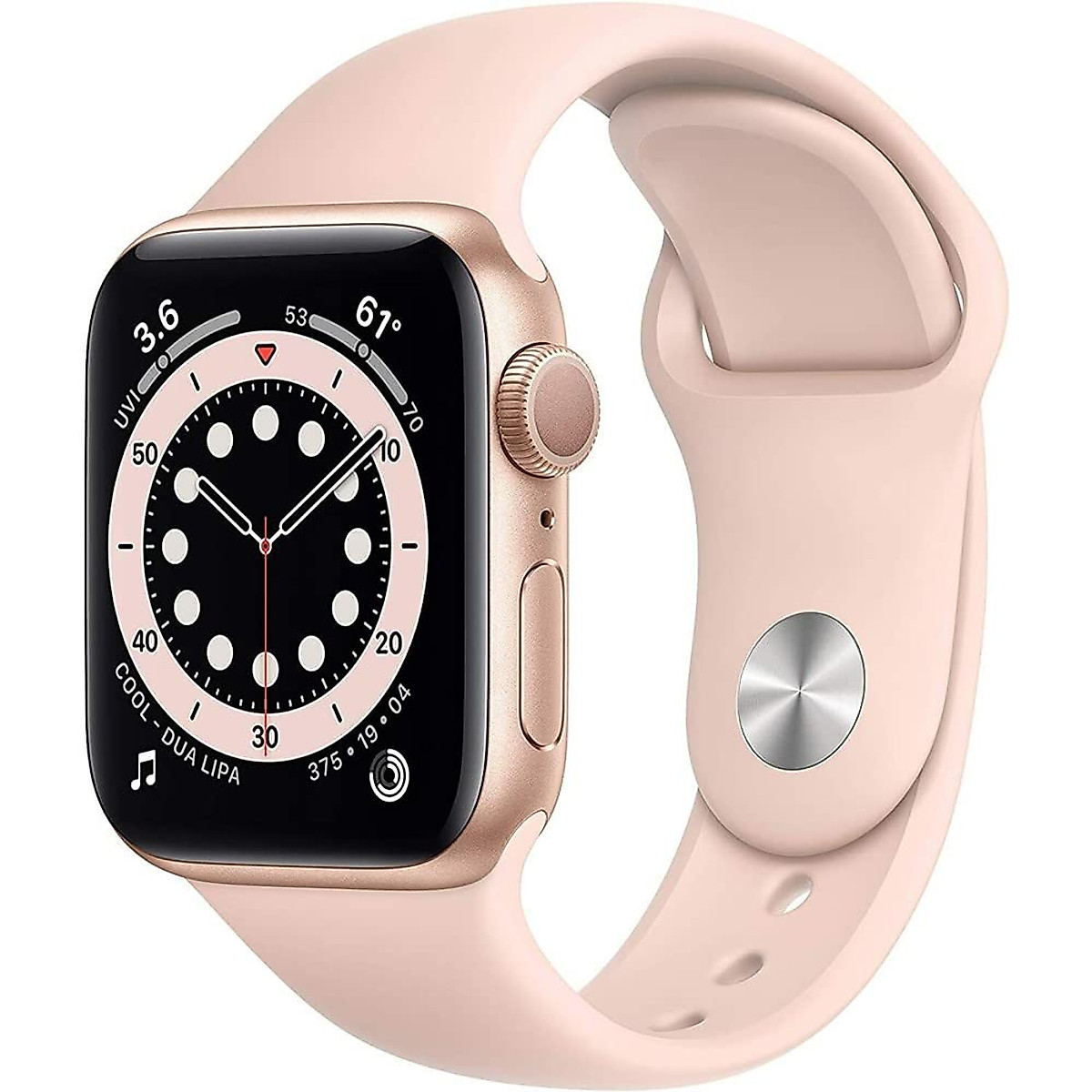 Apple Watch Series 6 (GPS + Cellular, 44mm) - Gold Aluminum Case with Pink Sport Band (Renewed)
