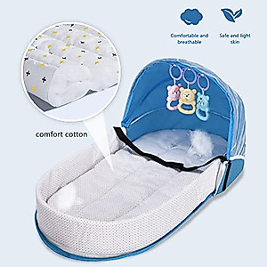 ba net Mosquito Srliya Baby Travel Cot with Mosquito Net and Awning Portable Baby Cot Changing Bag Foldable Baby Cot with Mosquito Net Cuddly Nest Baby Cot (Pink)