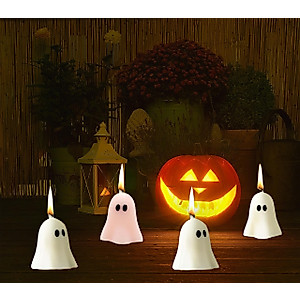 4 PCS Cute Ghost Candles, Scented Halloween Decoration Candles, Novelty Votive Ghost Candle, Votive Candles for Fall Decor Thanksgiving Home Halloween Party Bedroom Room Table Decorations