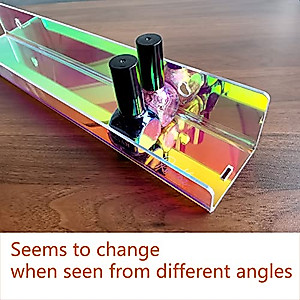 RORKIM 4 Pack Nail Polish Rack Wall Mounted Shelves,Clear Rainbow Iridescent Acrylic Nail Polish Holder Organizer Display,Book Shelves Sunglasses Essential Oil Storage Shelf