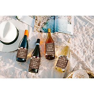 WHING Funny Pregnancy Announcement Milestones Wine Bottle Labels, Set of 5 Pieces Waterproof Sticker Covers, We're Having a Baby, Promoted to Grandparents, Brothers Sisters Promoted to Aunts Uncles