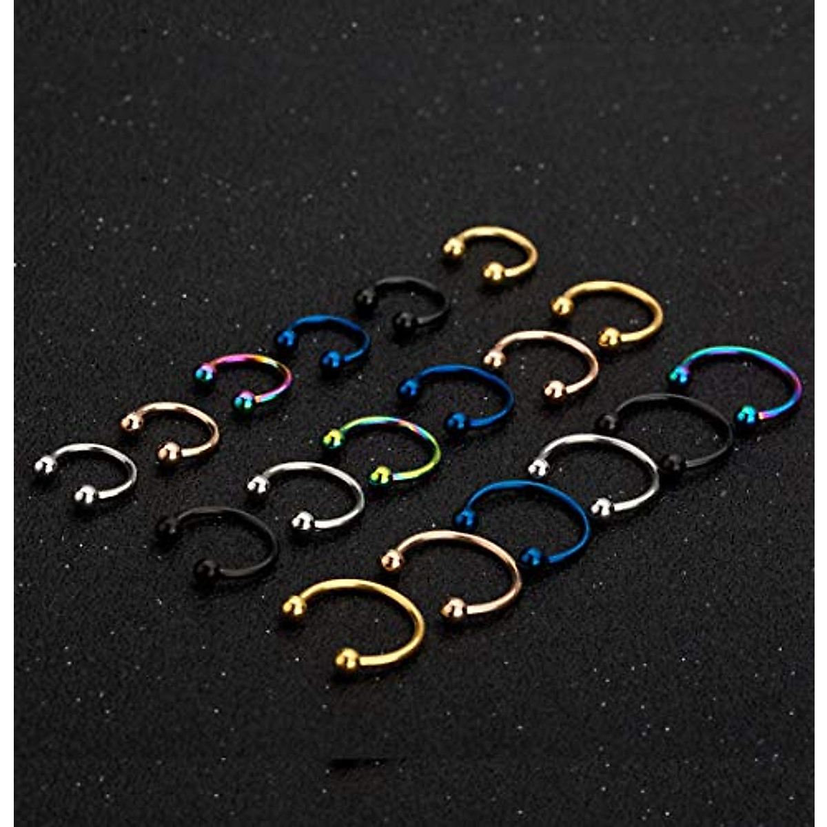 YOVORO 18Pcs 18G Stainless Steel Septum Piercing Nose Rings Hoop Cartilage Tragus Body Piercing Jewelry