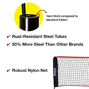 Xcello Sports Complete Badminton Racket Set - Includes 17-Foot Foldable Net, 4 Rackets, 6 Shuttlecocks, and Carry Bag