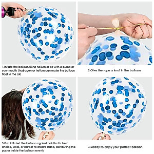 Royal Blue Metallic Blue Confetti Balloons, 50pcs 12 inch Baby Blue Light Blue and White Party Balloons for Boy Baby Shower Men's Birthday Graduation Wedding Party Decoration…