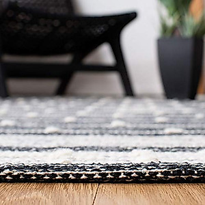 SAFAVIEH Striped Kilim Collection 6' x 9' Black/Ivory STK509Z Handmade Flatweave Cotton Area Rug