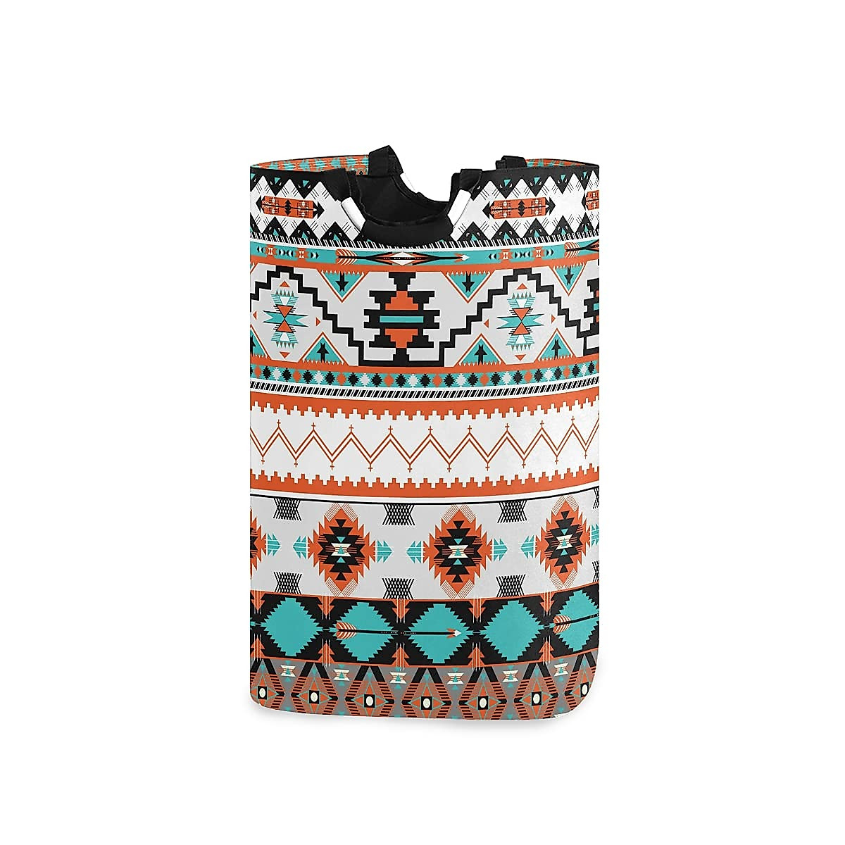 Aztec Ethnic Large Laundry Hamper, Boho Chevron Laundry Baskets with Handle, Oxford Storage Basket, Portable Folding Clothes Hamper for Nursery, College Dorm, Bedroon, Bathroom