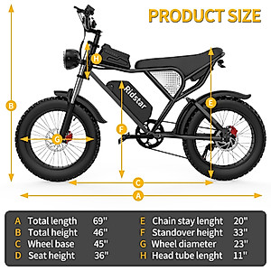 Bopzin Electric Bike Adults, 20" Fat Tire 1000W Brushless Motor 13AH Removable Battery E-Bike Bicycles Up to 25MPH & 35 Miles with Retro Motorcycle Design,7-Speed Cruise Control