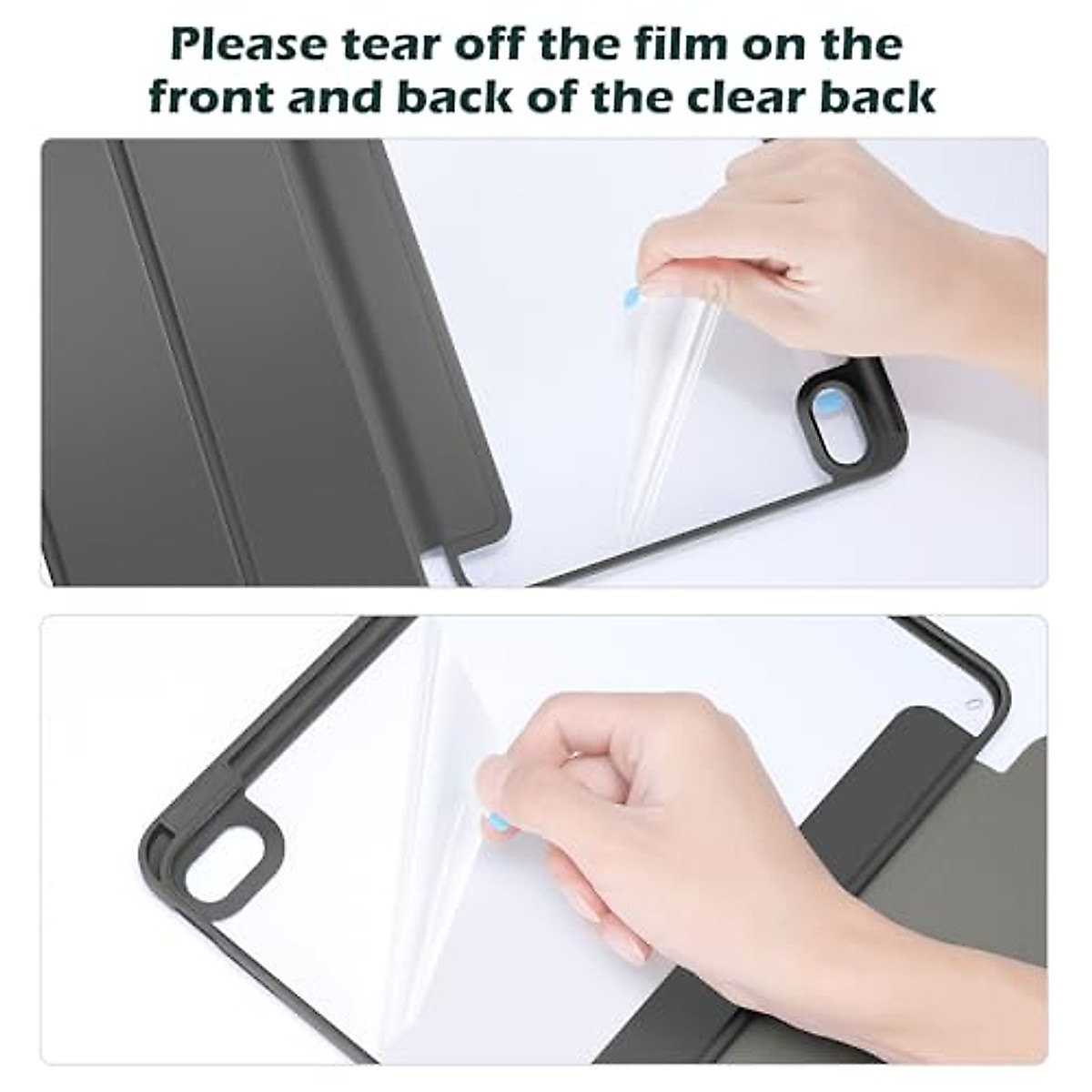ProCase Case for iPad Air 4 Generation 10.9 Inch 2020, TPU Shockproof Border and Translucent PC Frosted Back Case Cover Protective Case with Pen Holder - Black, PC-08363119