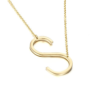 Memgift S Letter Necklace Personalized Initial Birthday Jewelry Gifts for Cousin Women Sister Daughter Wife Friend