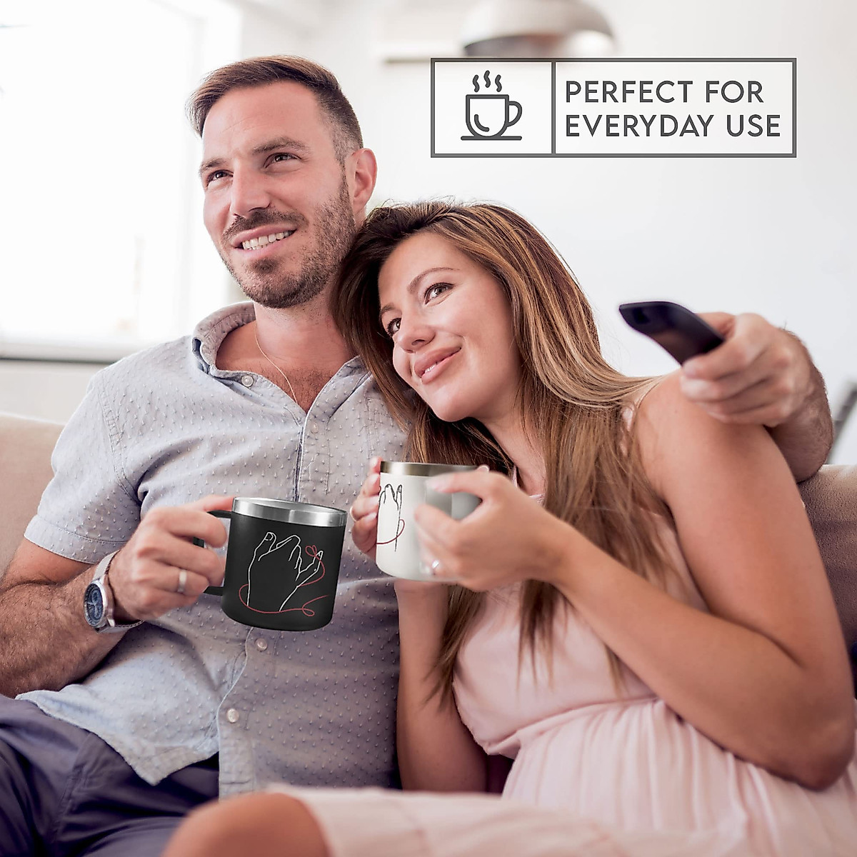 Giveena Fiance Gift For Women - Stainless Steel 14oz Mug Set of 2- Anniversary Wedding Engagement Gifts for Couple Bride and Groom - Bridal Shower Gift For Bride To Be Christmas Gift For Couple Wife