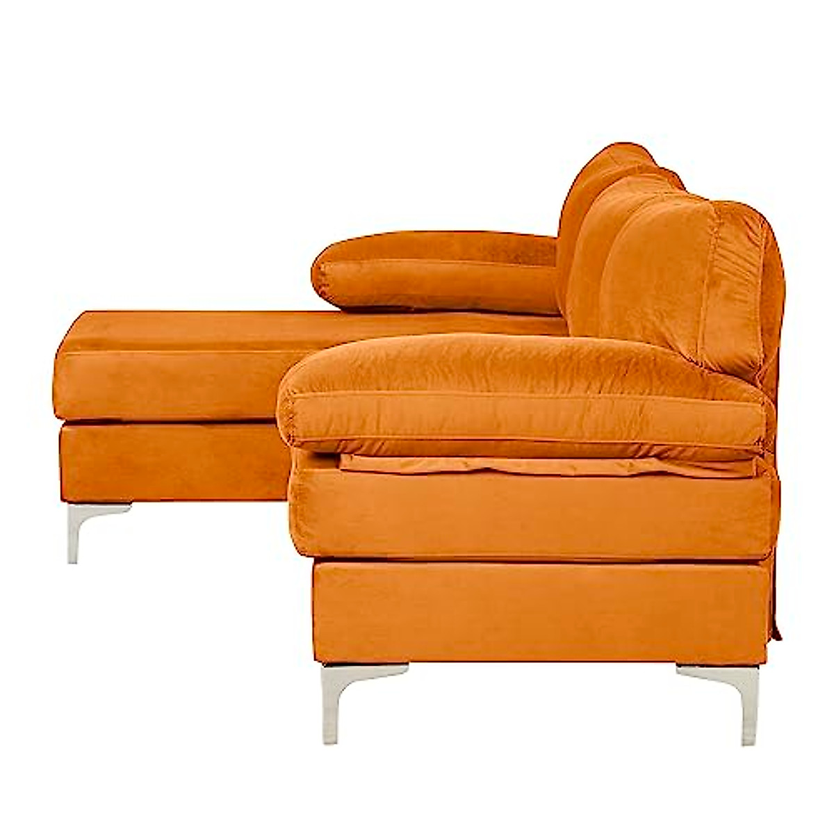 Casa Andrea Milano Modern Velvet Fabric Sectional Sofa, L-Shape Couch with Extra Wide Chaise Lounge
