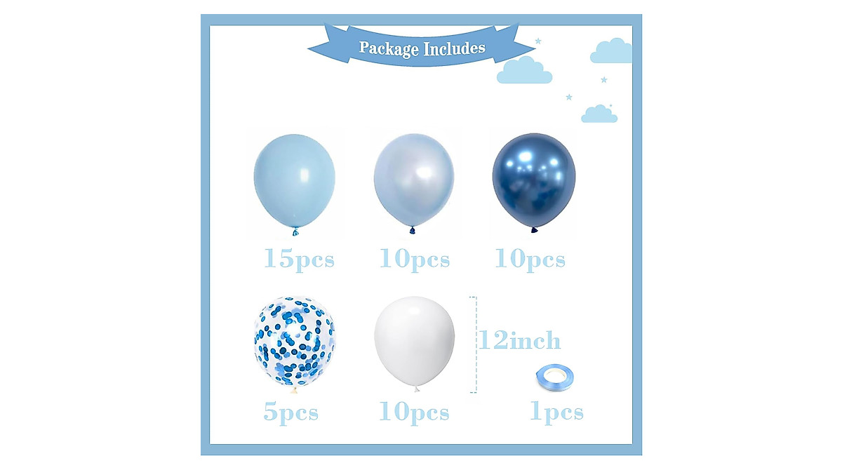 Stylish Blue and White Balloons - 50pc Confetti Kit