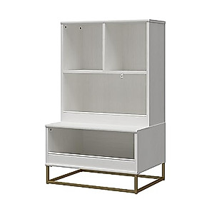 Little Seeds Charlie Kids Multi-Use Toy Storage Organizer & Bookcase, White with Golden Bronze