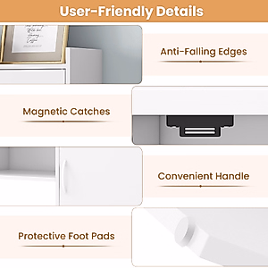 Giantex L Shaped Desk with Hutch, Corner Computer Desk with Storage Shelf & Cabinet, Laptop PC Table Gaming Desk Workstation, Modern Executive Study Writing Desk for Home Office, Bedroom, White