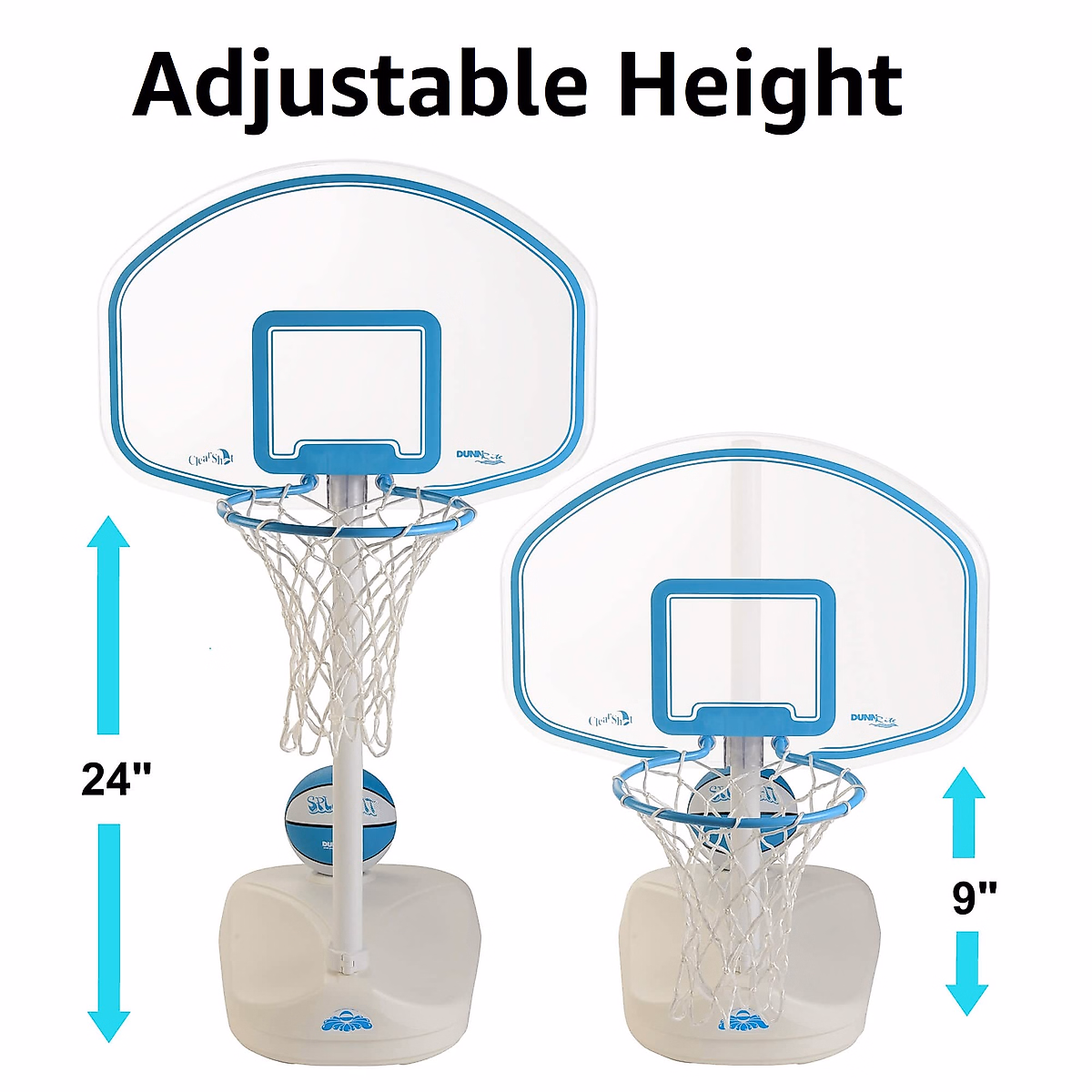 Dunn-Rite Clear Shot 2-in-1 Full Court Pool Basketball & Volleyball Game Set