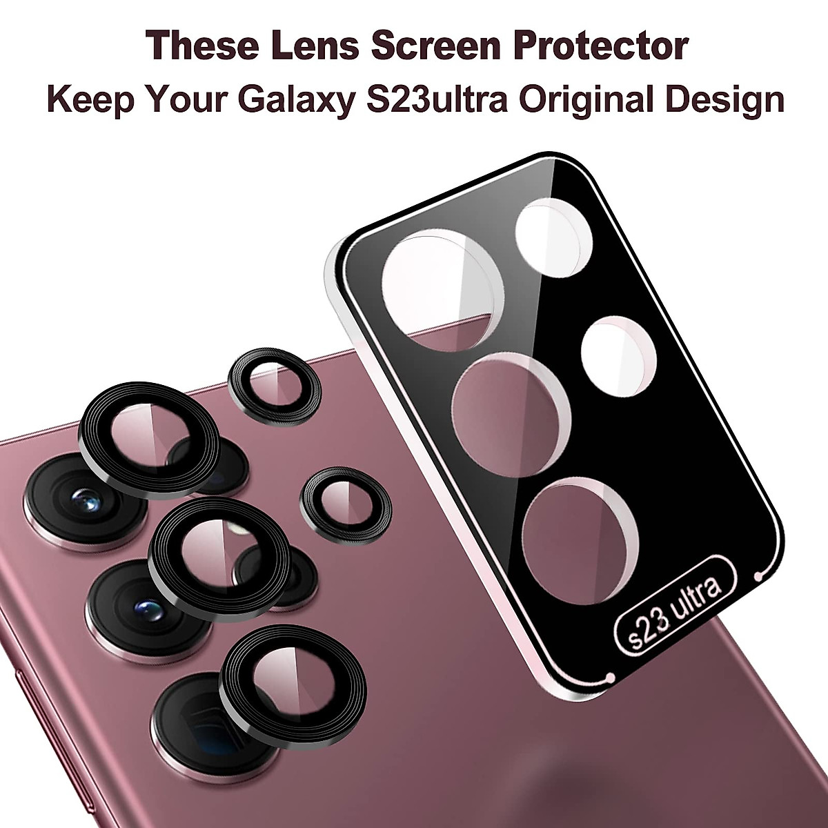 ZVELSIEM [3+2] Pack Screen Protector for Samsung Galaxy S23 Ultra 9H Tempered Glass, 3 Pack Screen Protector + 2 Pack Camera Lens Protector, Support Fingerprint Unlock 3D Curved Case Friendly