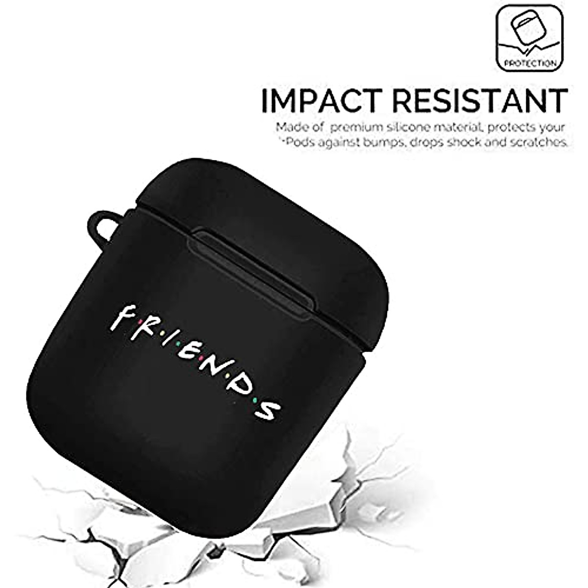 Jaustee Friends_tv_Show Airpods Case, Shockproof Protective Soft Cute Skin Case Cover for AirPods 1st2nd Accessories Compatible with Apple AirPods for Digital Product Enthusiasts (Black)