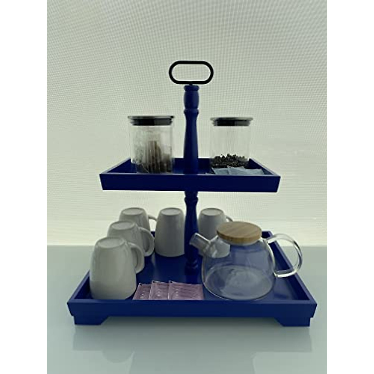Nimbus Industries LLC Royal Blue Rectangular Two-Tiered Tray with Handle