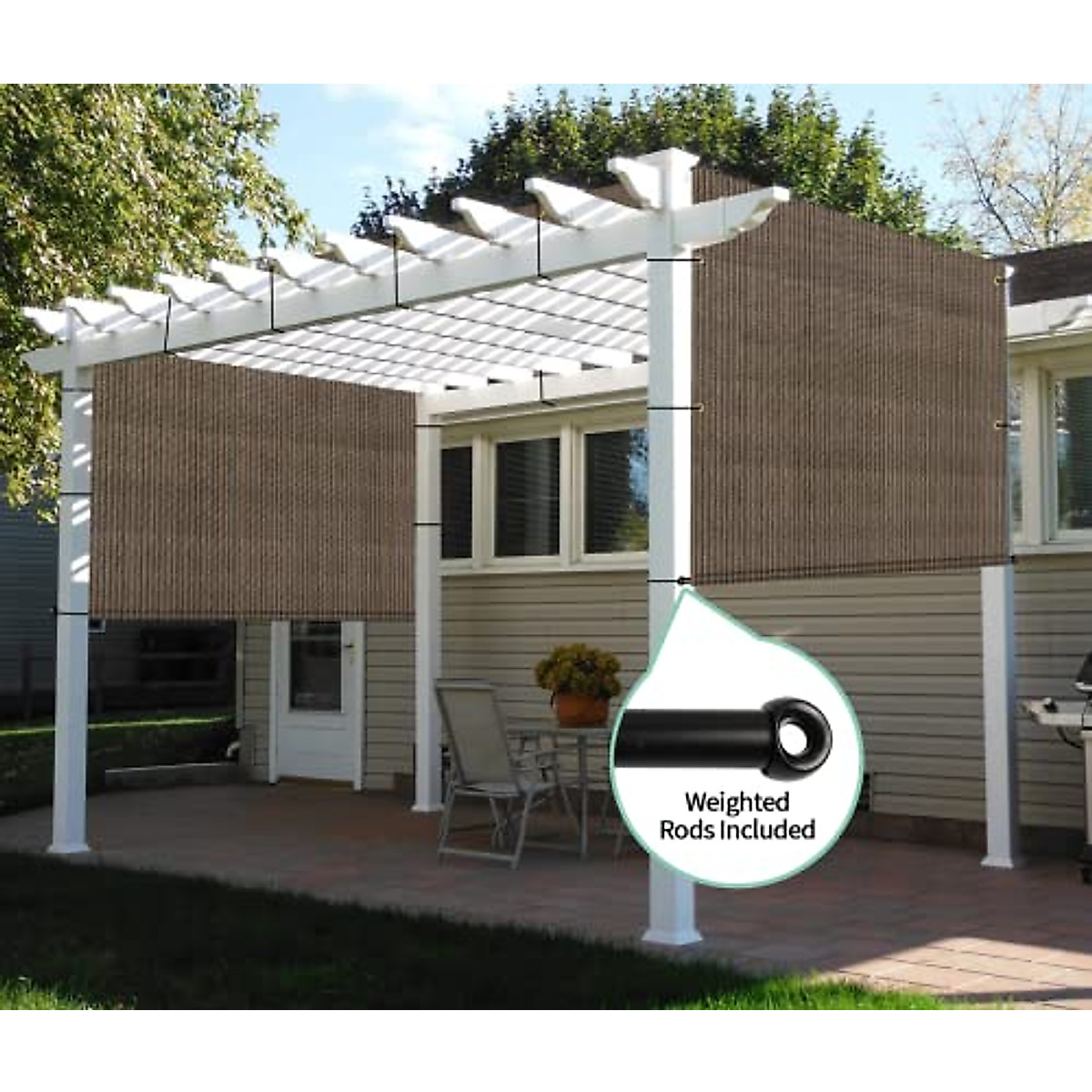 SunnyRoyal Pergola Shade Cover 12' x 16' Replacement Canopy Shade Cover for Pergola with Grommets Sun Shade Cloth Sail for Outdoor Privacy Patio Garden Weighted Rods Included (Brown)